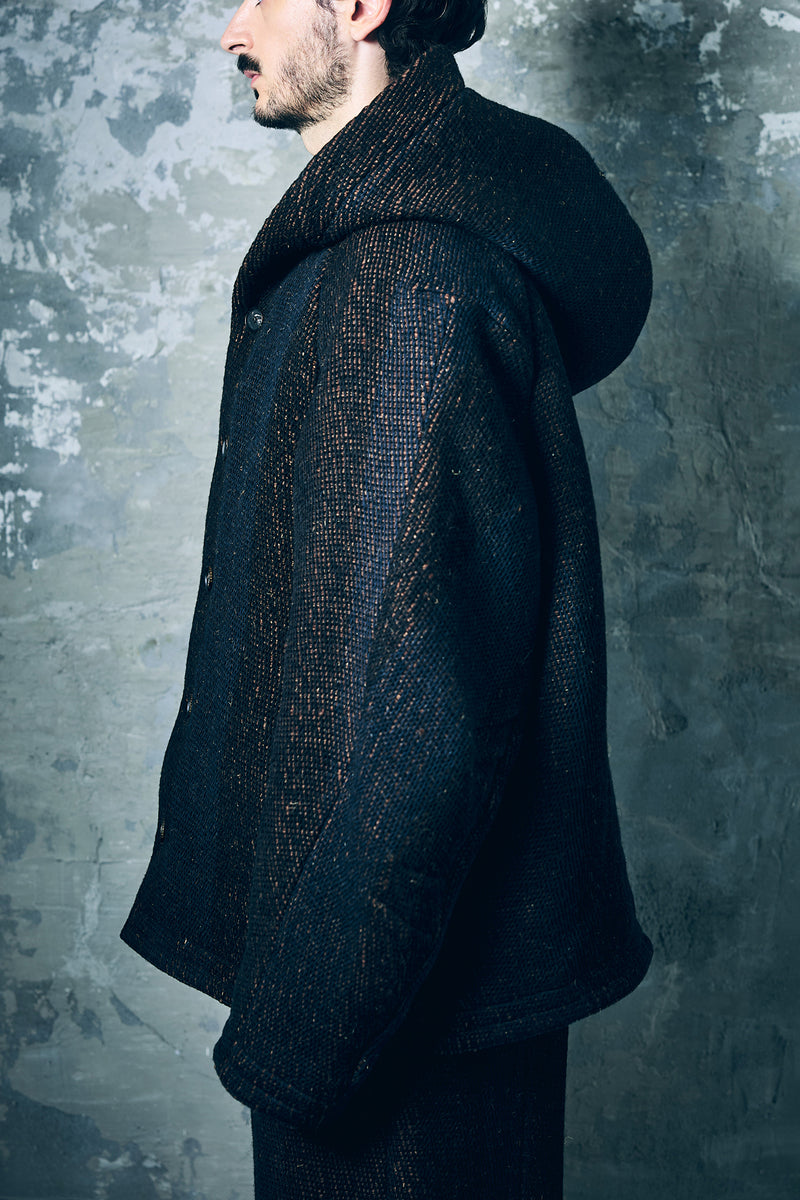 DEVOA Fall/Winter 2025 Button-up Hooded Jacket - DVA-CC-SVHWS-BLACK ST