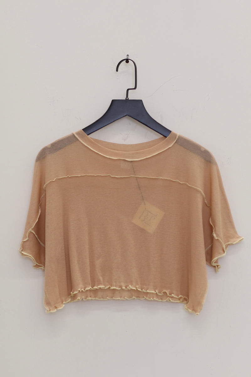 BASERANGE navel-baring T-shirt TOSC-CG-SP24 pink camel