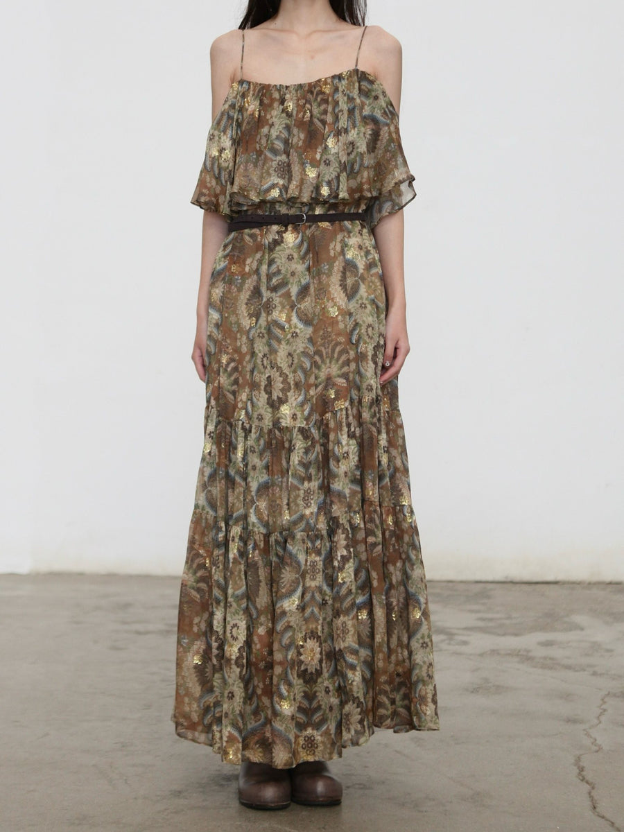 INTO THE EAST Spring/Summer 2026 Palm Scroll Slip Dress ITE-E1JBSSDS21