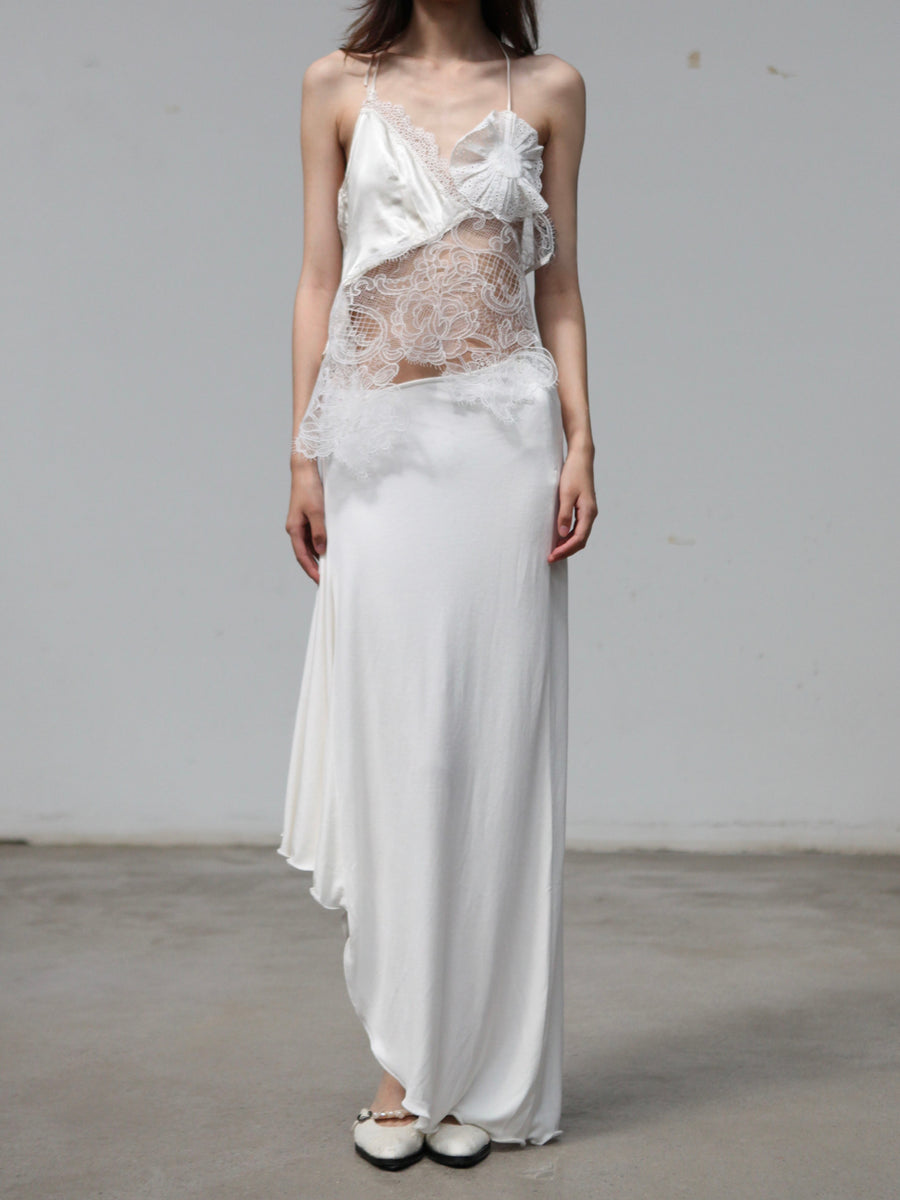 Maison Yiy Lace-trimmed Halter Neck Camisole Top MY-MY26SA02-1-Ivory