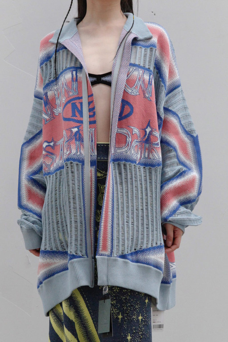 NAN KNITS Gradient Alphabet Jacquard Jacket 22051812 Color