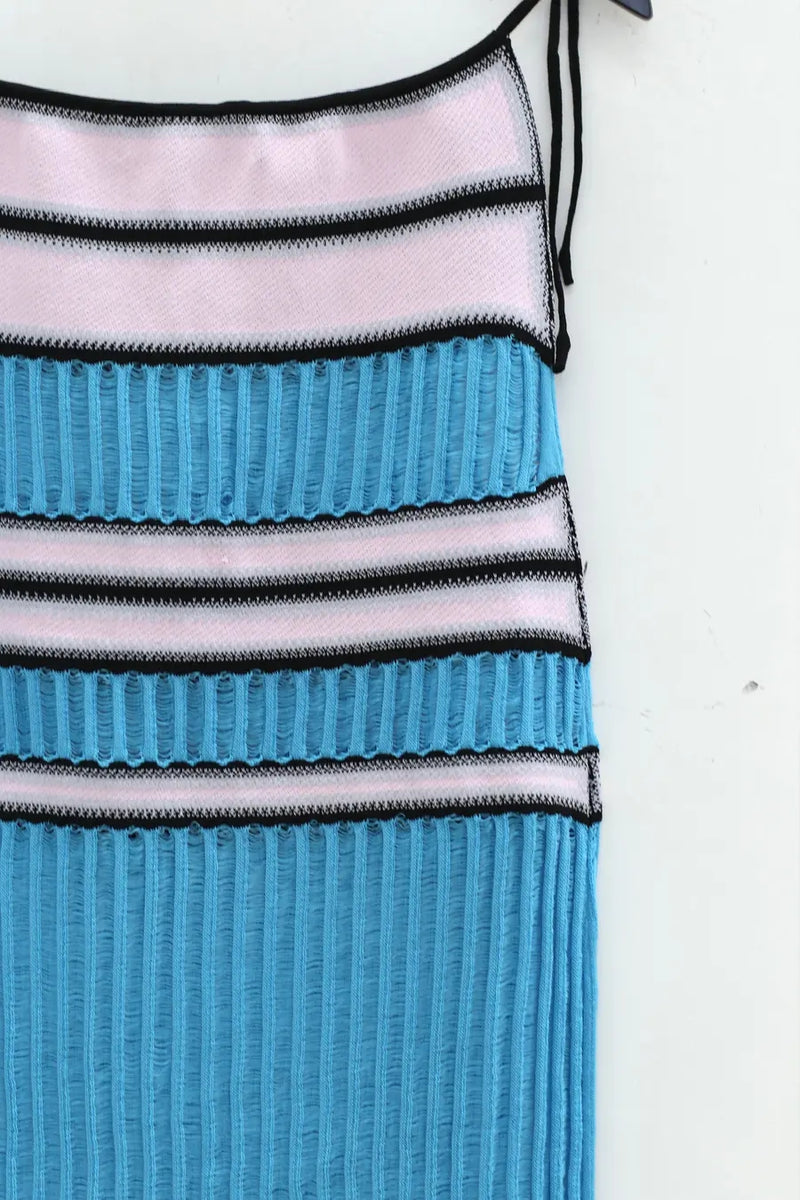 NAN KNITS Gradient floating line dress (with drawers) 22051703 blue