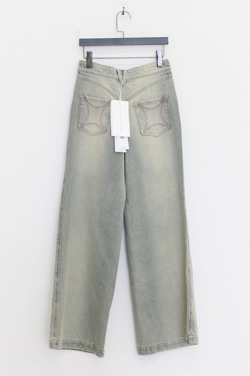 RUI Built 26 Early Spring Wide-Leg Jeans with Thin Straps and Rivets R