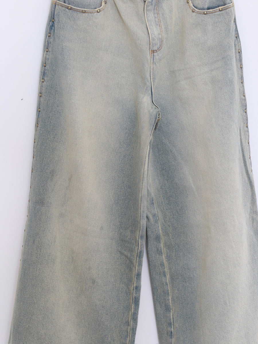 RUI Built 26 Early Spring Wide-Leg Jeans with Thin Straps and Rivets R