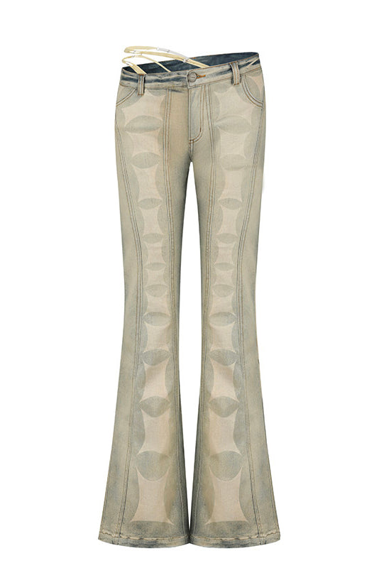 RUI built Spring/Summer 2026 Denim Print Thin Strap Asymmetrical Patch