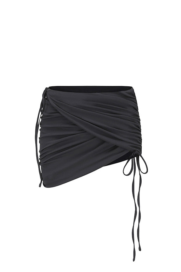 RUI built Spring/Summer 2026 Ruffled Wrap Skirt RUI-S26WV10-Onyx Black