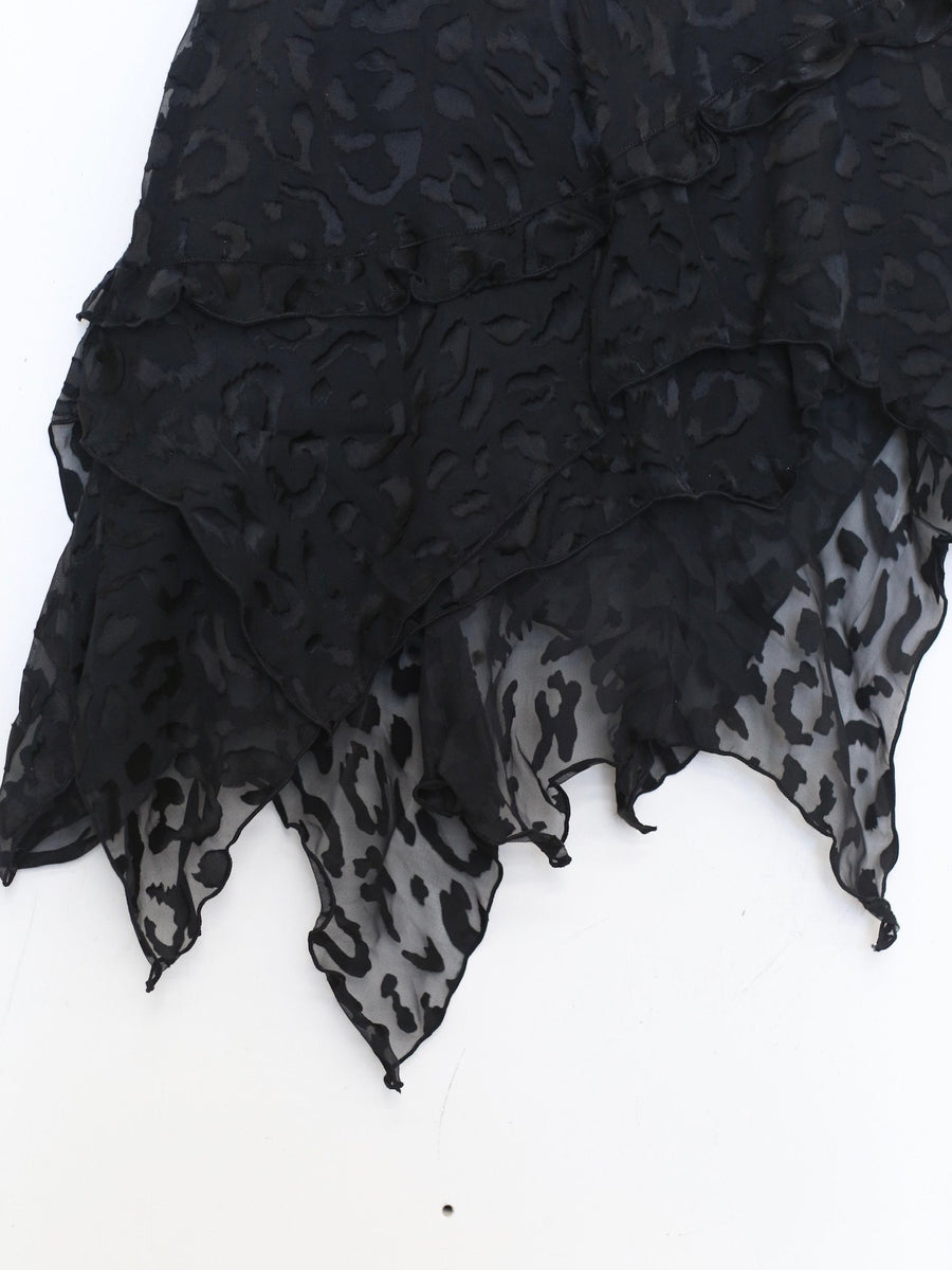 RUI built Spring/Summer 2026 Silk Ribbon Leopard Print Burnout Skirt R