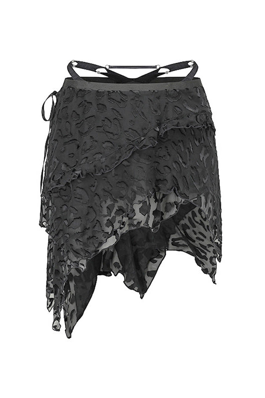 RUI built Spring/Summer 2026 Silk Ribbon Leopard Print Burnout Skirt R