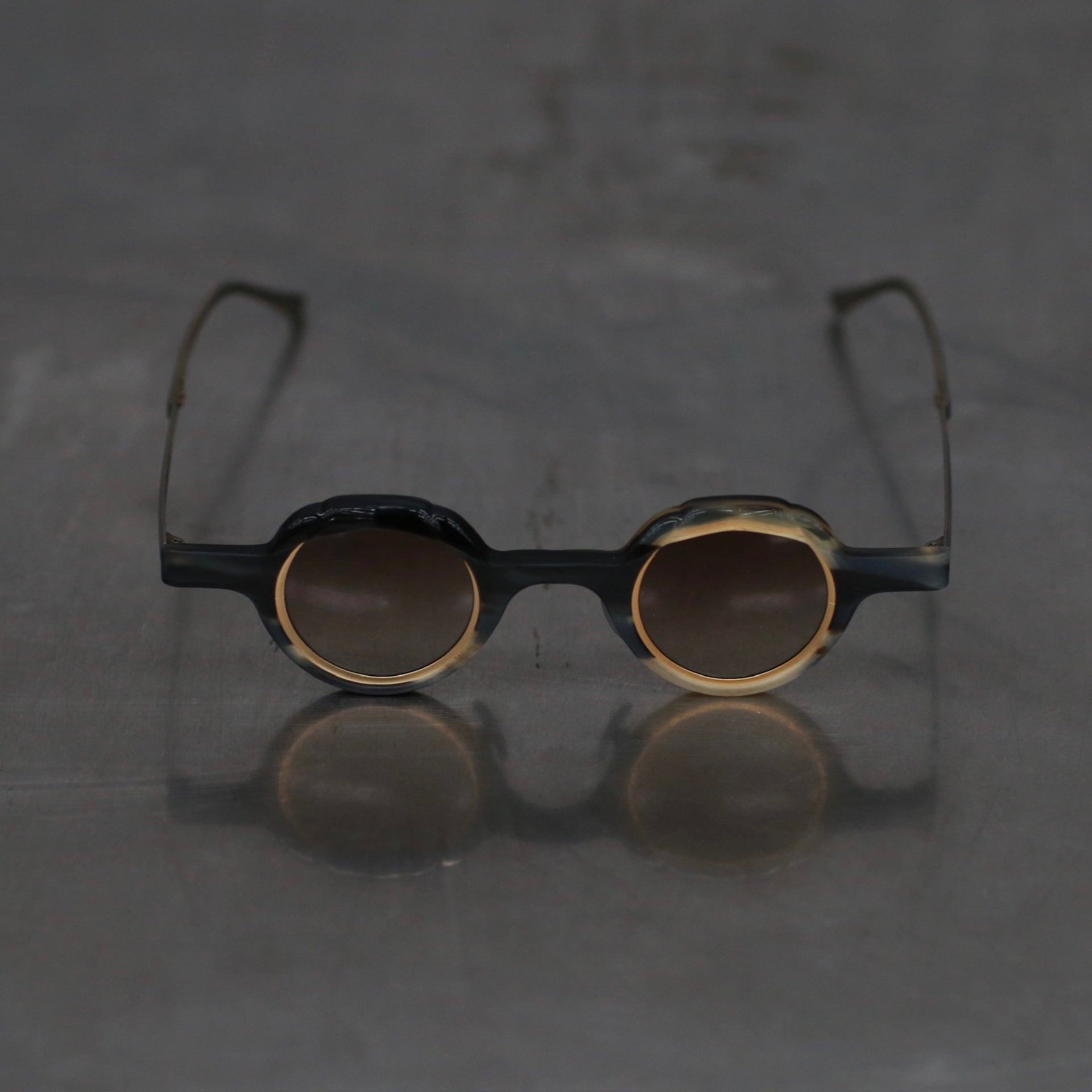 Rigards RG1064 series natural horn round frame sunglasses RG-RG1064-MC