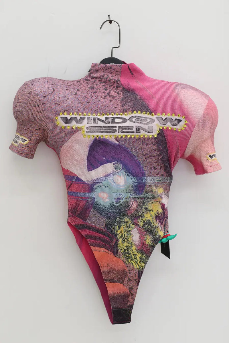 WINDOWSEN patterned bodysuit with shoulder pads 24O002PK pink (24O002)