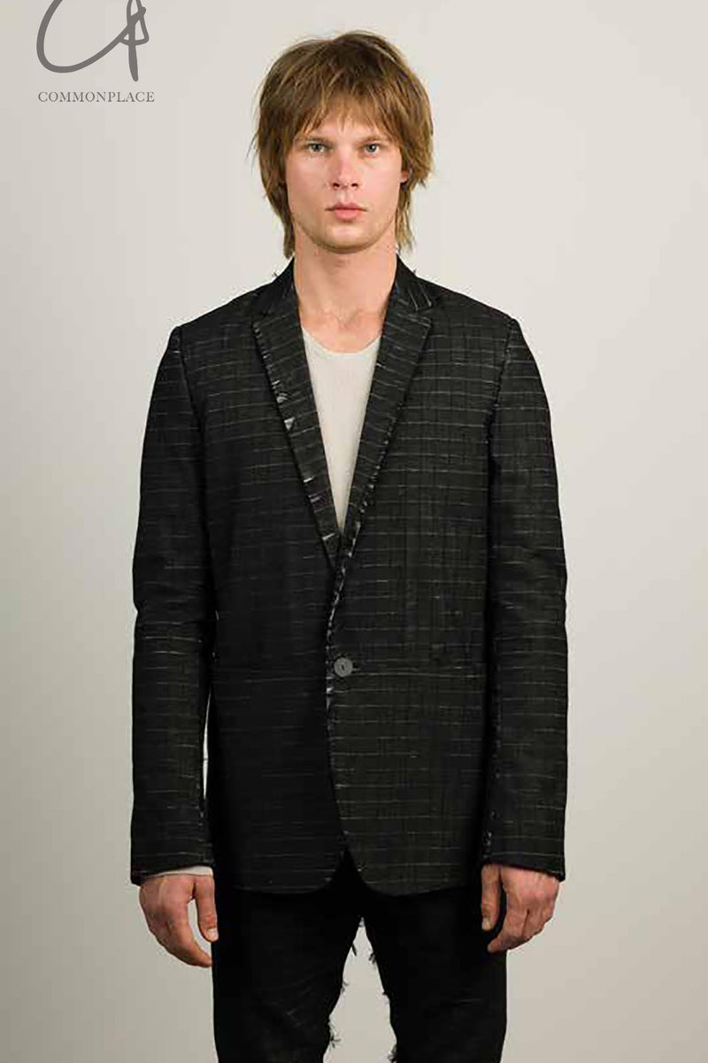 label under construction horizontal stripe jacket 41FMJC100 BAS BK