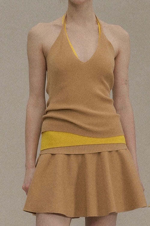 o cloche code wool knit halter neck strap OCC-OH01B808-QT light camel
