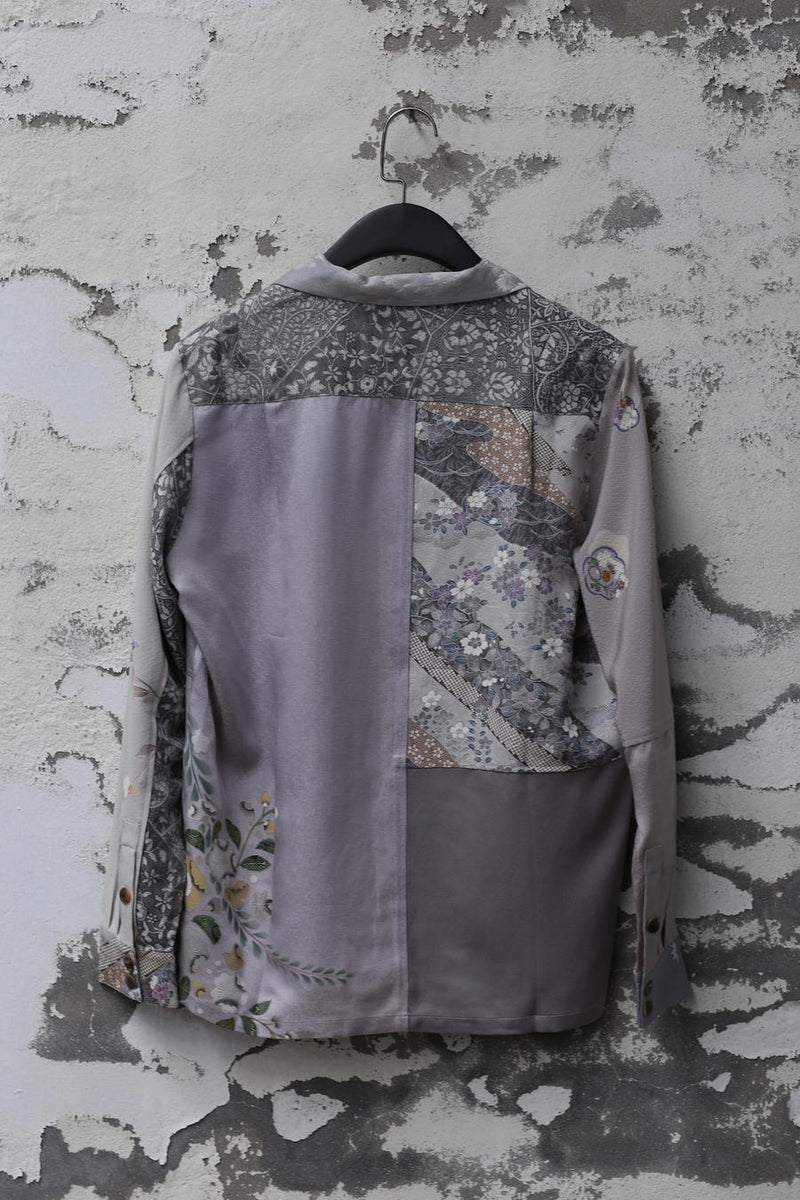 Aviva Jifei Xue Antique fabric silk patchwork handmade kimono long-sle