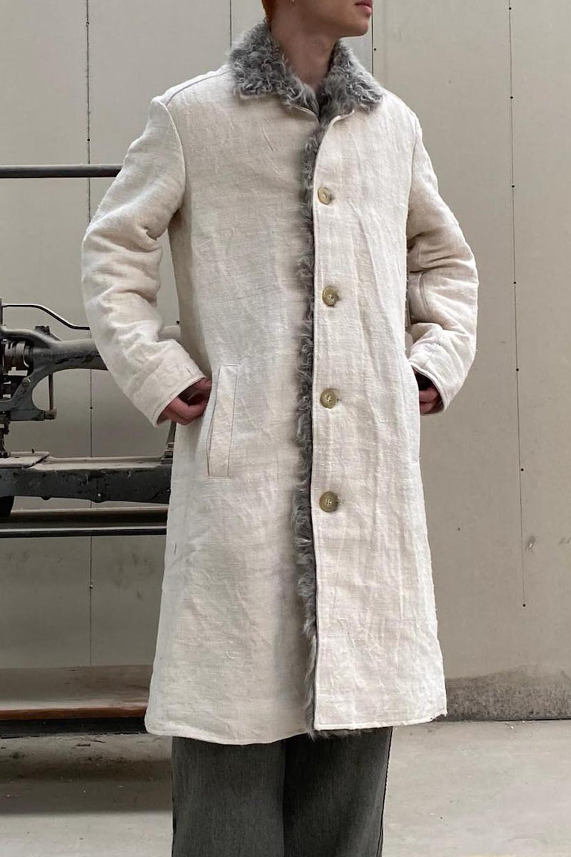 By WALID rolled linen jacket customized in the shear lining