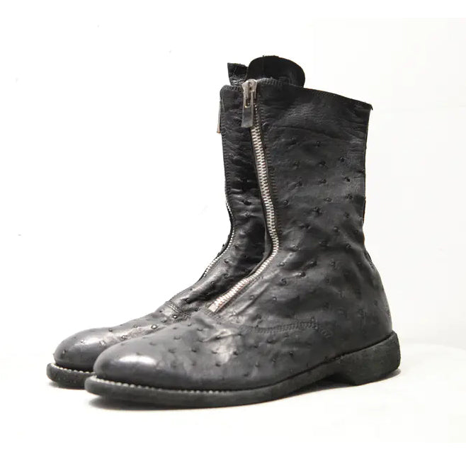 Guidi Front Zipper, ostrich skin 310W