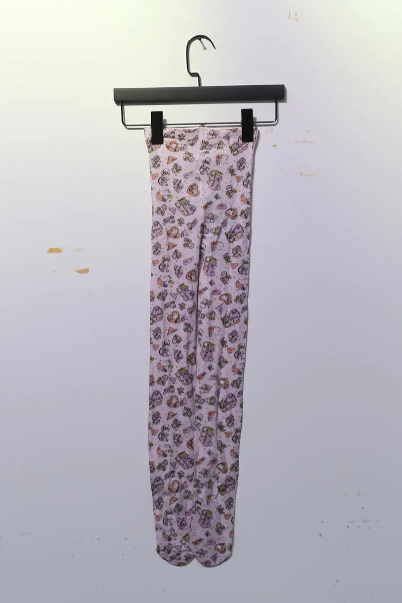 Jennyfax original print tight pants jfaw22tights01 pink cartoon