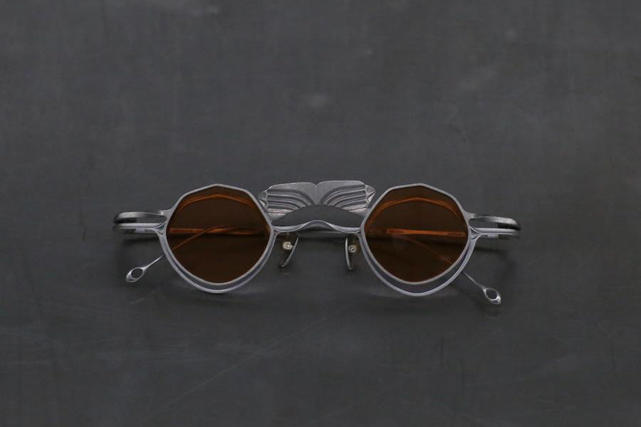 Rigards retro silver frame transparent+salmon color film glasses RG031