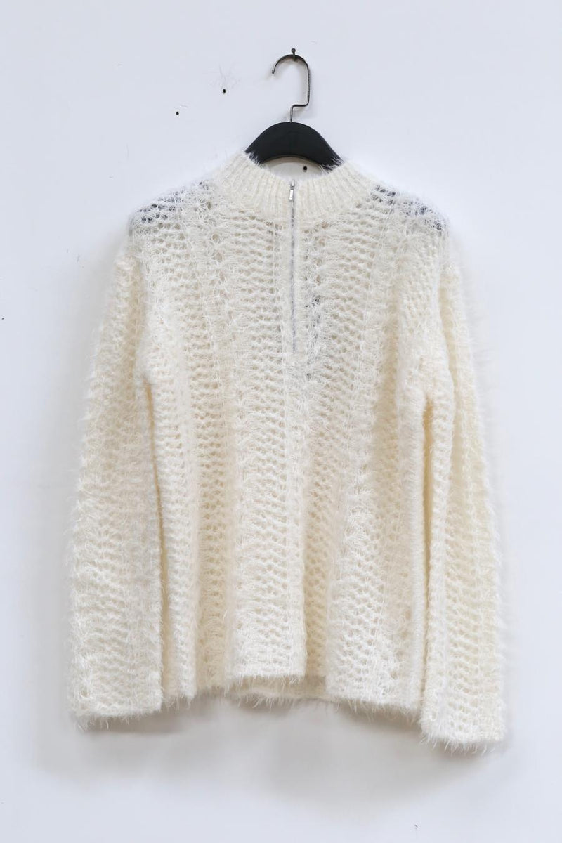 SWAYING/KNIT Half Zip Cutout Pullover SW22AW1T78 White
